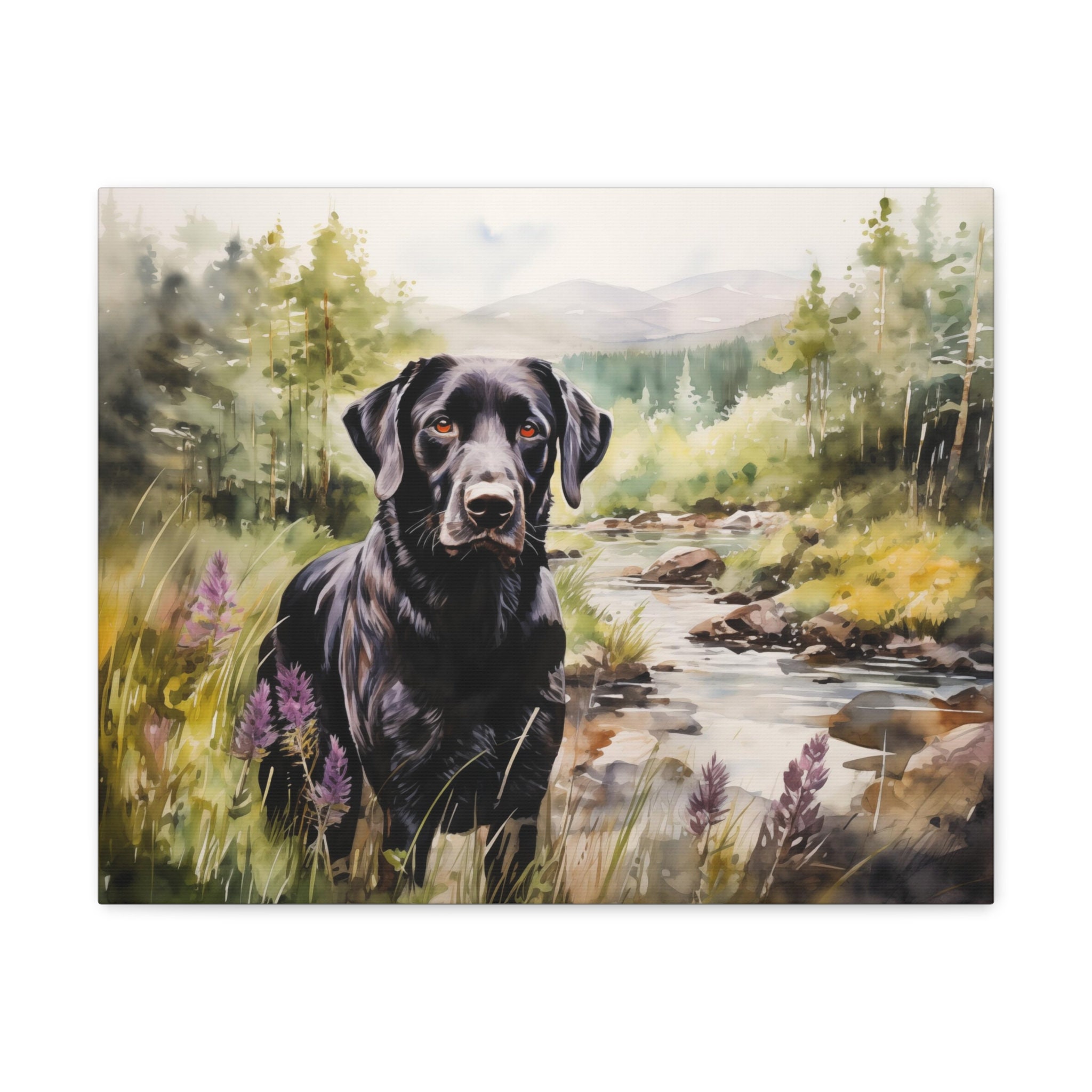Black Labrador Watercolor Printed Canvas Unframed Wall Art Gift for ...
