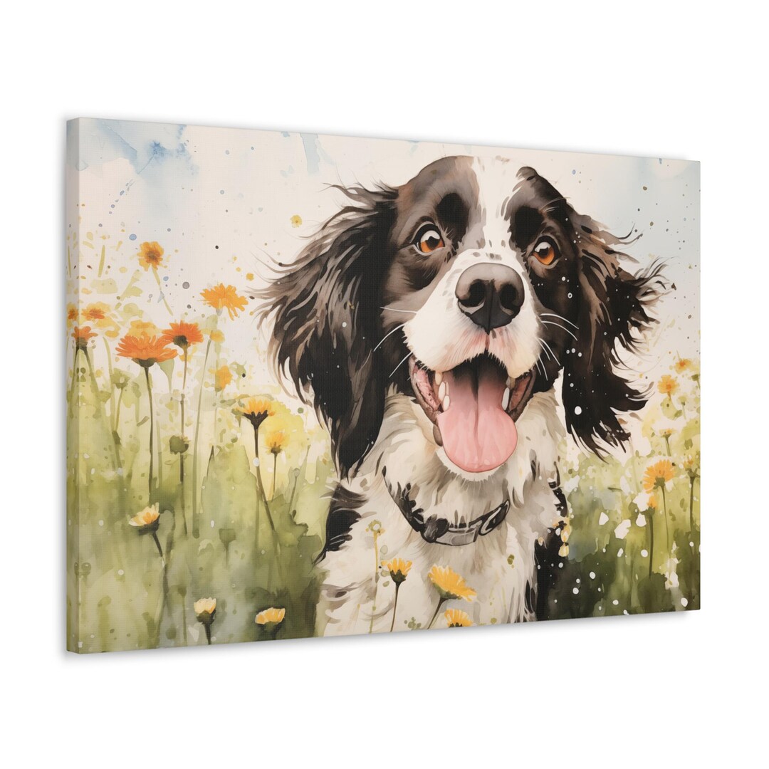 Cocker Spaniel Watercolor Printed on Canvas Frameless Wall Art Gift for ...