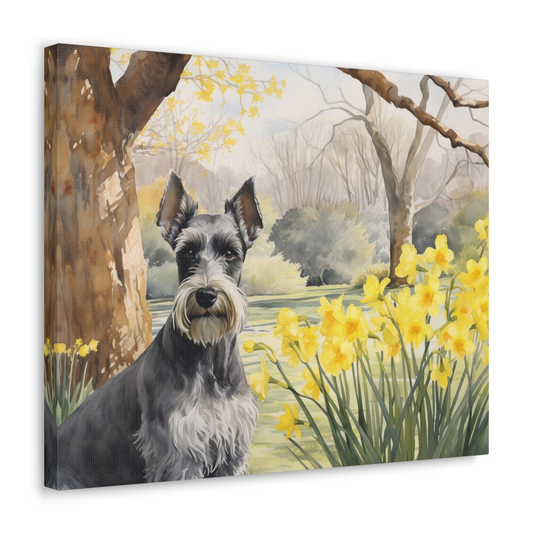 Miniature Schnauzer Wall Art - Watercolor Printed on Unframed Canvas ...