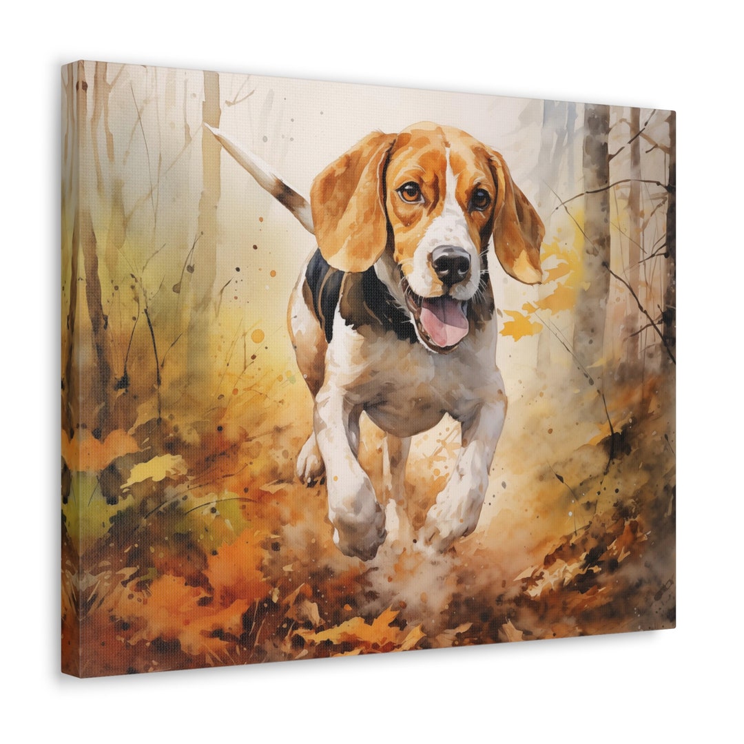 Beagle Wall Art - Watercolor Printed on Unframed 20 X 16 Inch Canvas ...