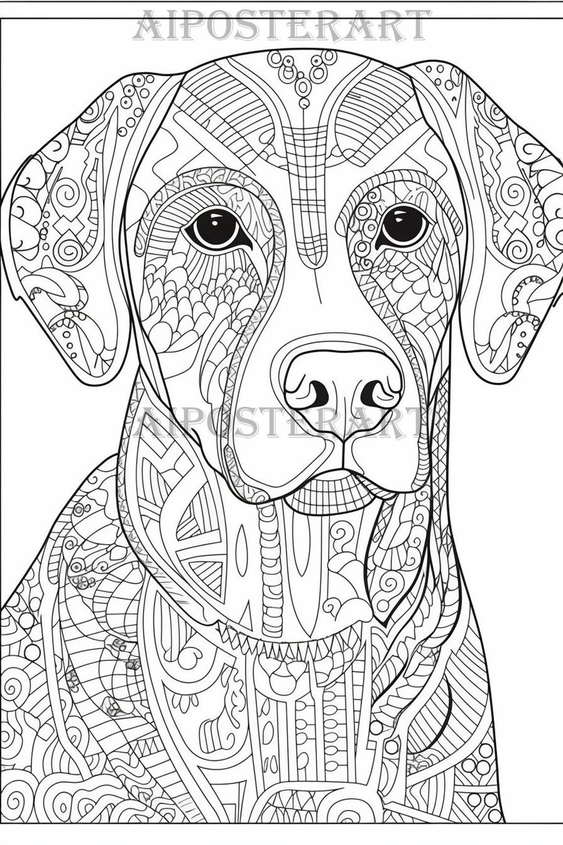 Labrador Dog Coloring Page for Adults - Printable Coloring Sheet of ...