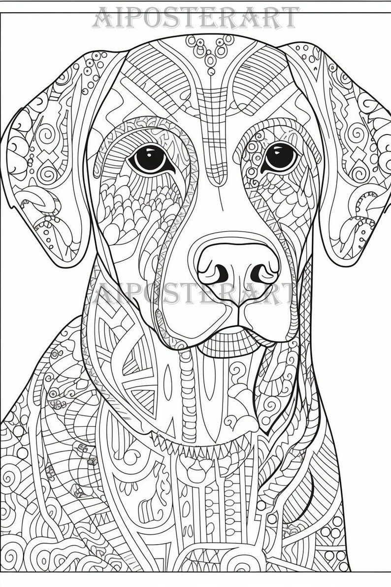 Labrador Dog Coloring Page for Adults - Printable Coloring Sheet of ...