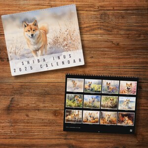 Shiba Inu Wall Calendar - 2025 Calendar Featuring 12 Watercolor Shiba ...