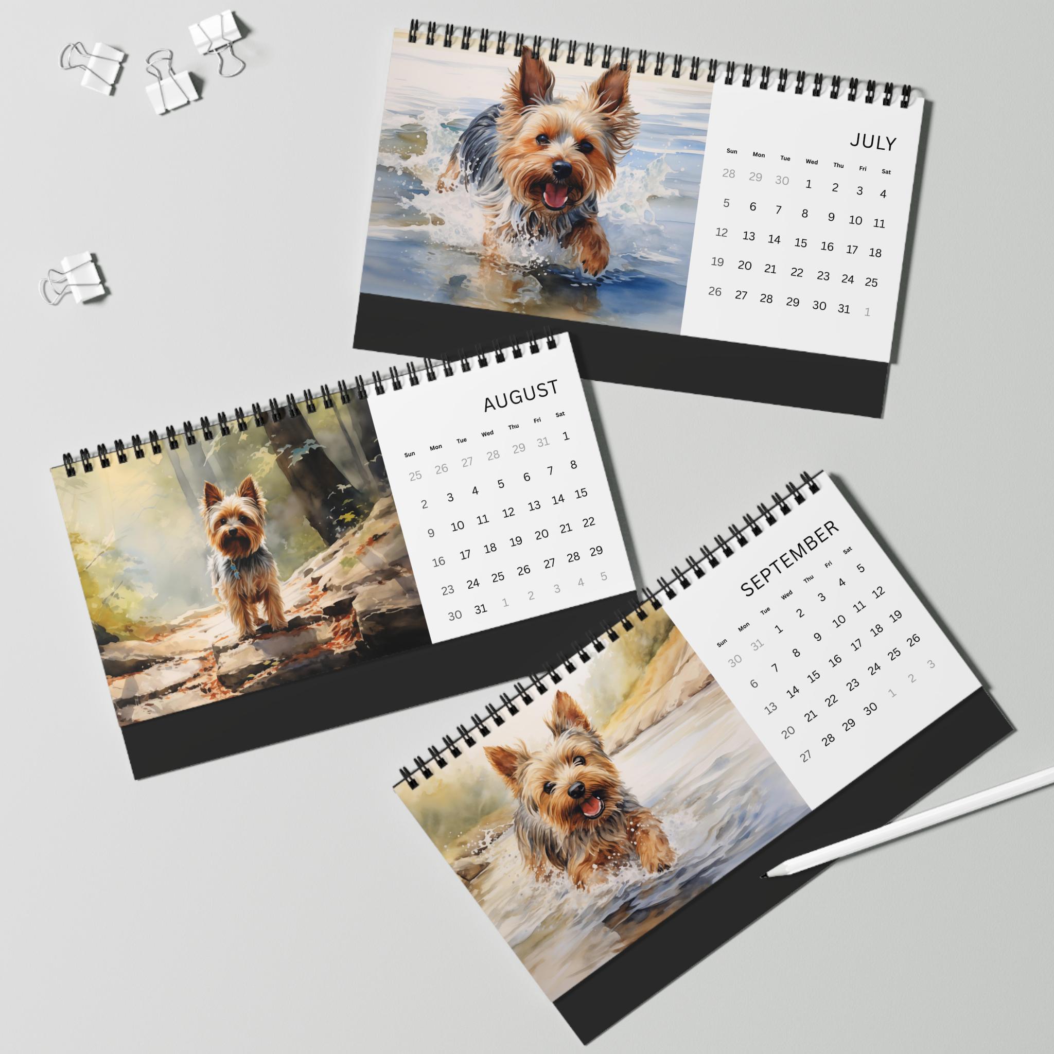 Yorkshire Terrier Desk Calendar - Desk Calendar With 12 Watercolors of ...