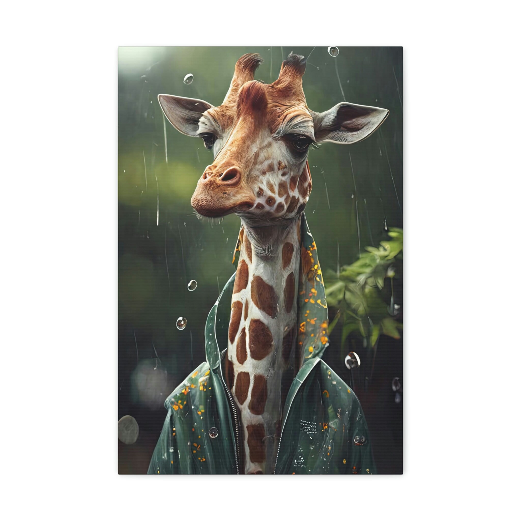 AI Giraffe in the Rain AI Generated Art Printed as a Canvas Wrap ...