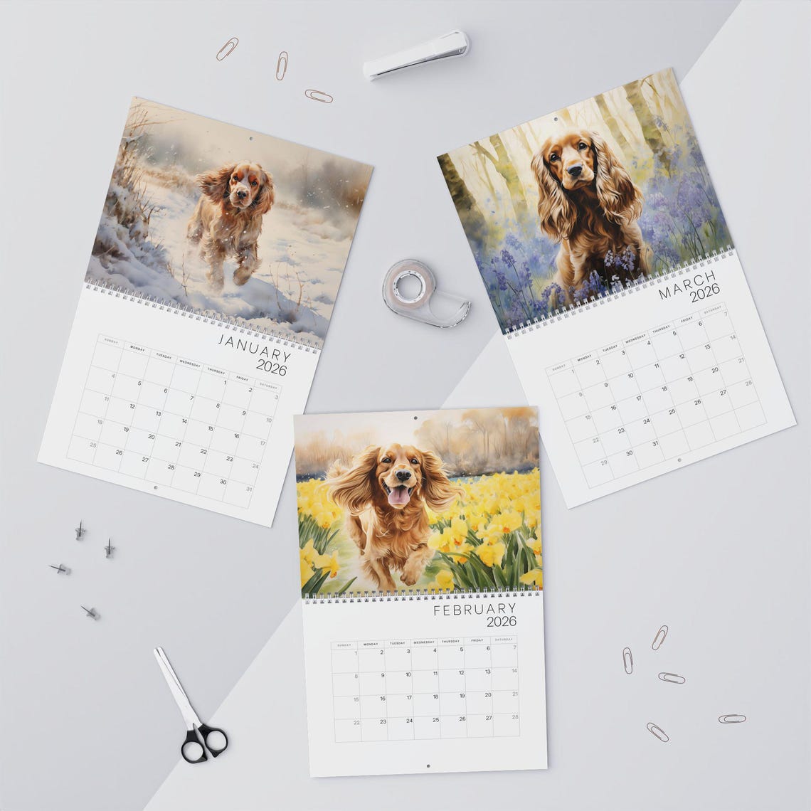 Cocker Spaniel 2026 Wall Calendar - Dog Calendar Featuring 12 ...