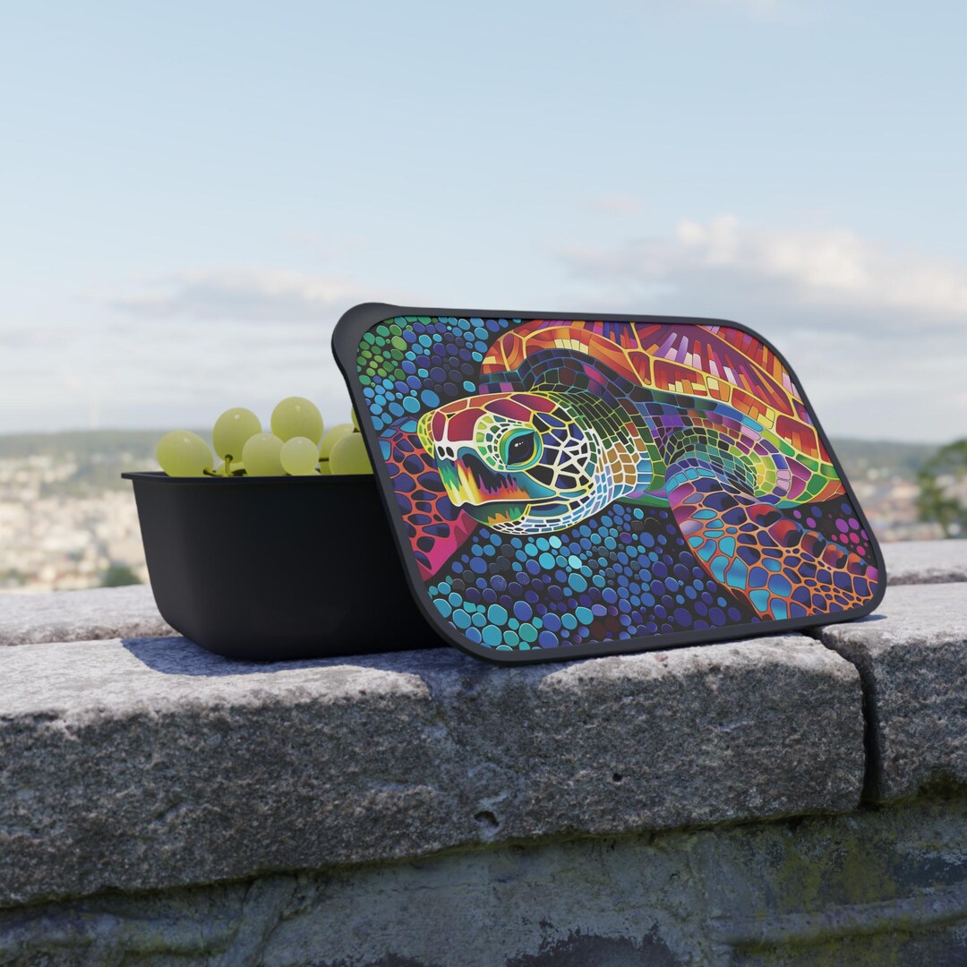 Rainbow Turtle PLA Bento Box - Single-compartment Lunch Box With Rubber ...
