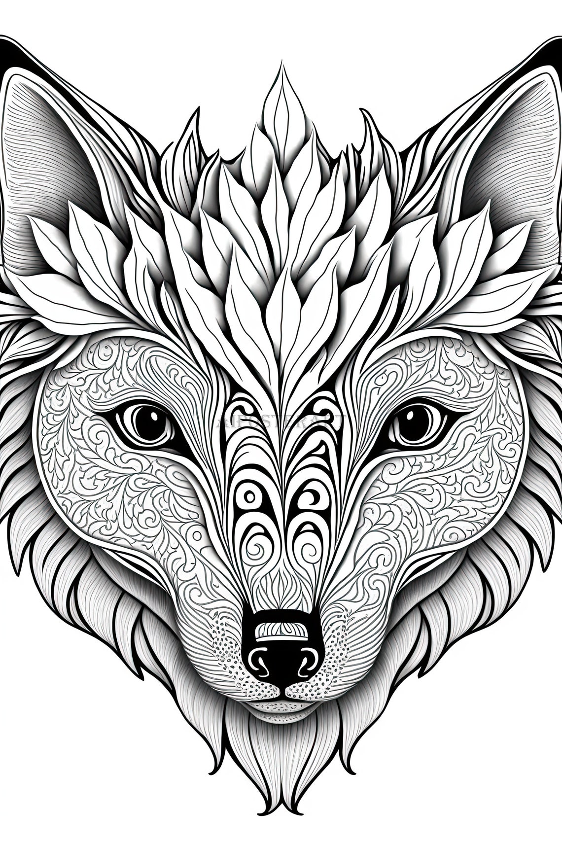 Fox Mandala Coloring Download Printable Adult Coloring Page Advanced ...