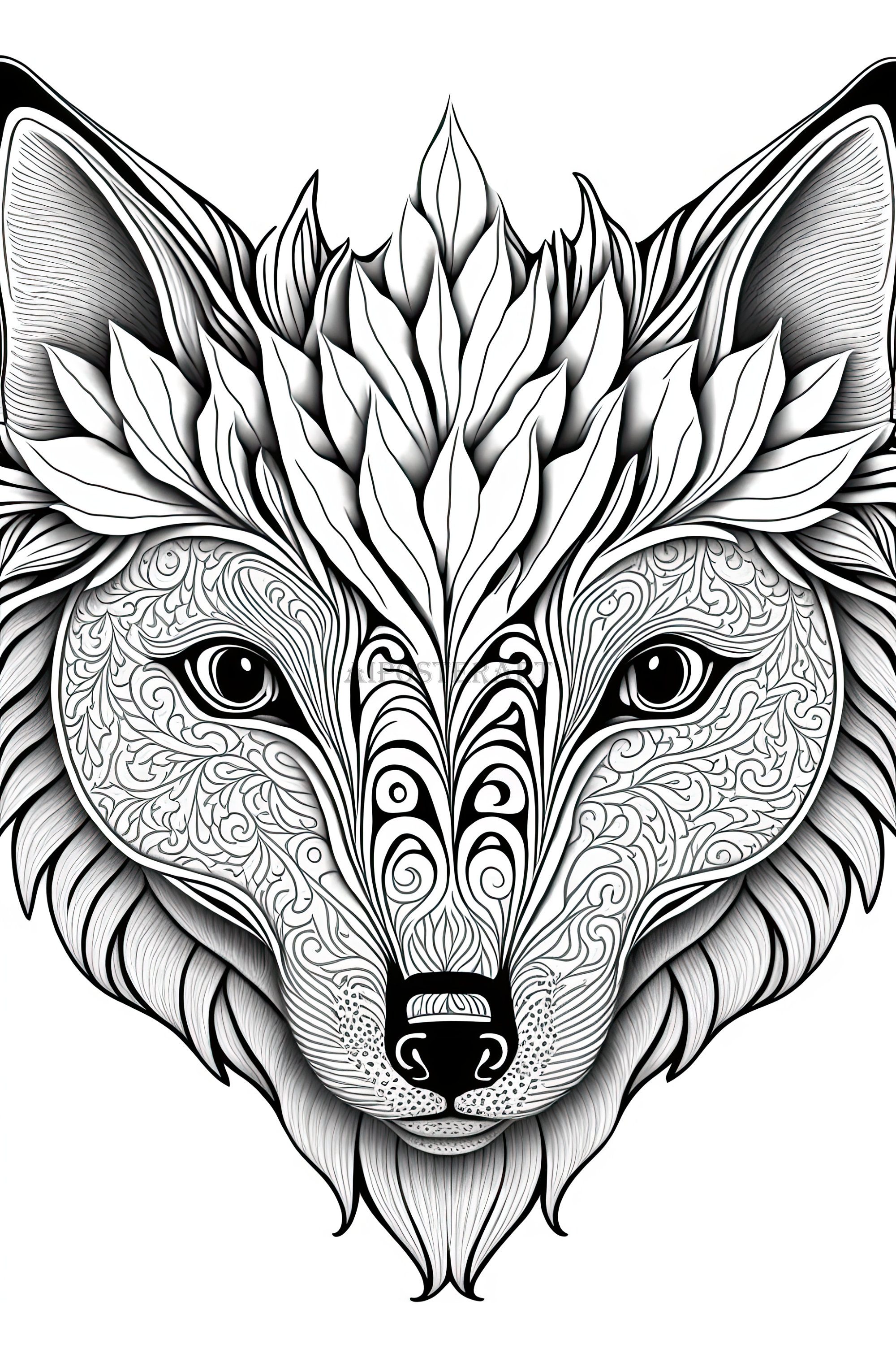 Fox Face Coloring Page