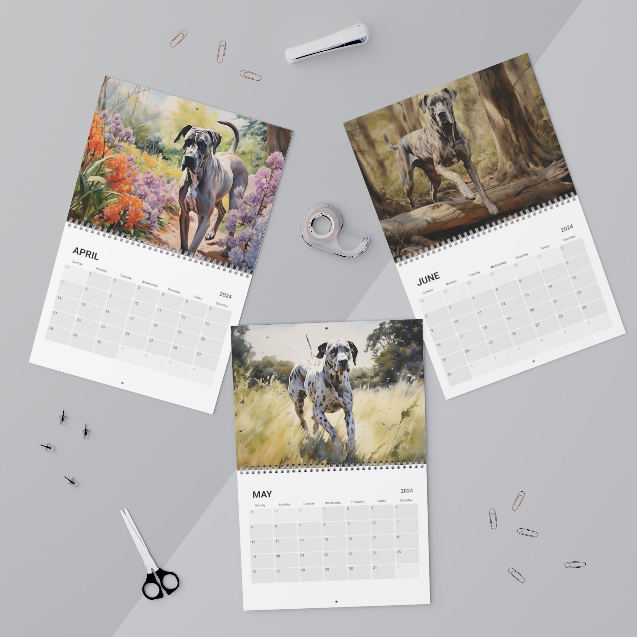 Great Dane Wall Calendar 2024 Gift for Great Dane Owner, 12 Beautiful ...