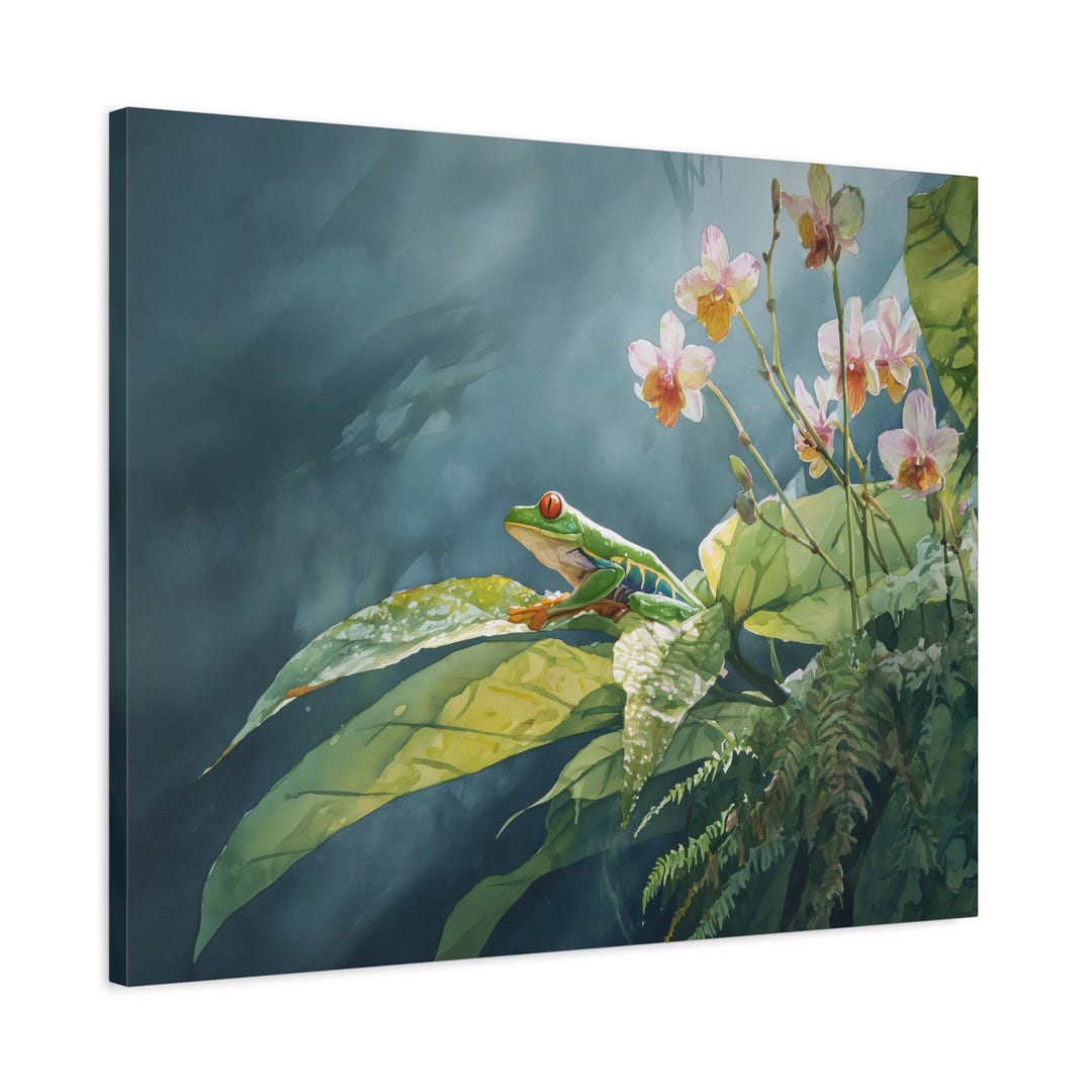 Red-eyed Tree Frog Canvas Print - Watercolor Wildlife Wall Art - Gift ...