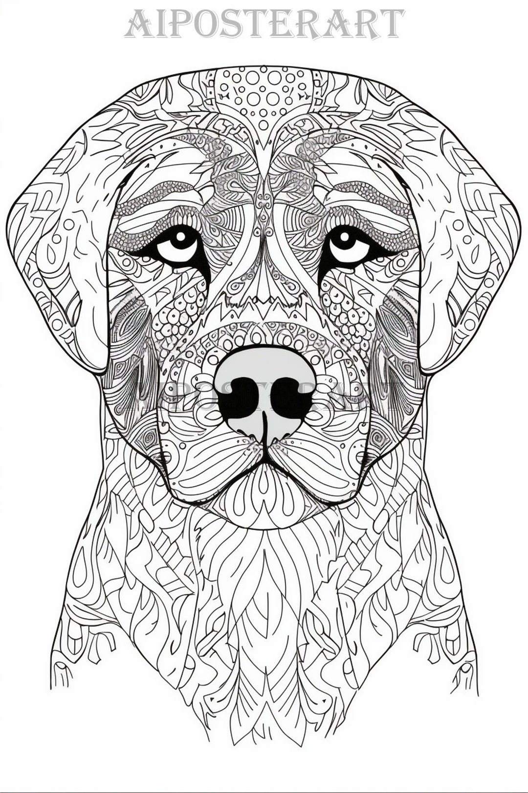 Rottweiler Dog Coloring Page for Adults - Printable Coloring Sheet of ...