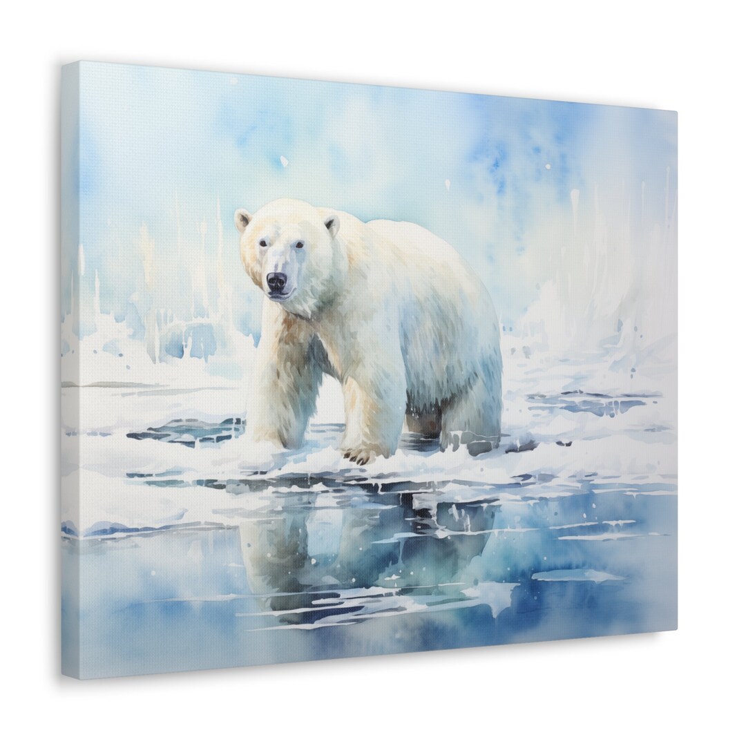 Polar Bear Watercolor Printed on Canvas Frameless Wall Art Gift for ...