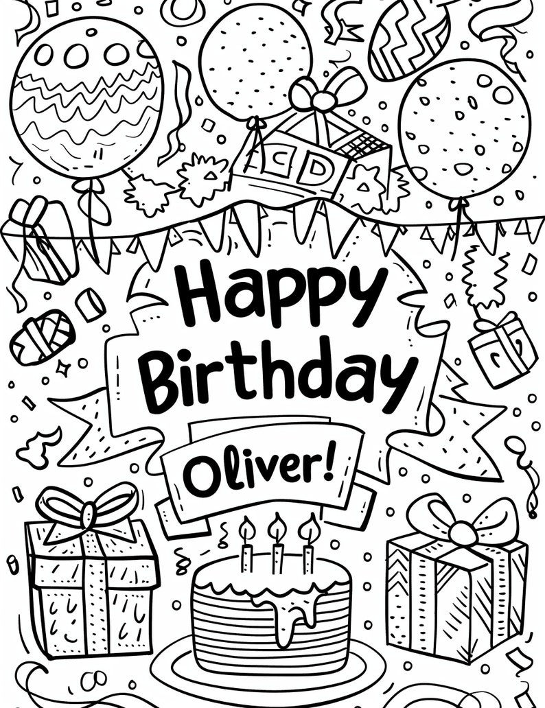 Happy Birthday Oliver Coloring Download - Printable Coloring Page for ...