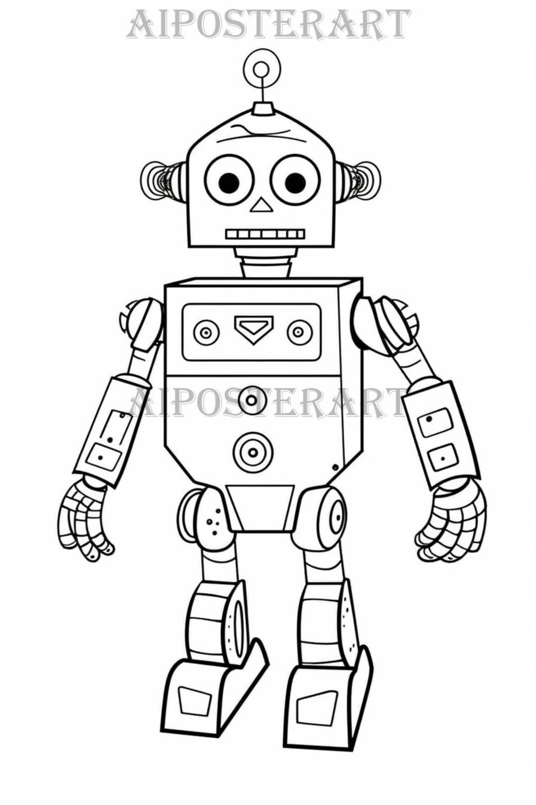 Cute Toy Robot Coloring Page for Kids Printable Coloring Sheet Kids Toy ...