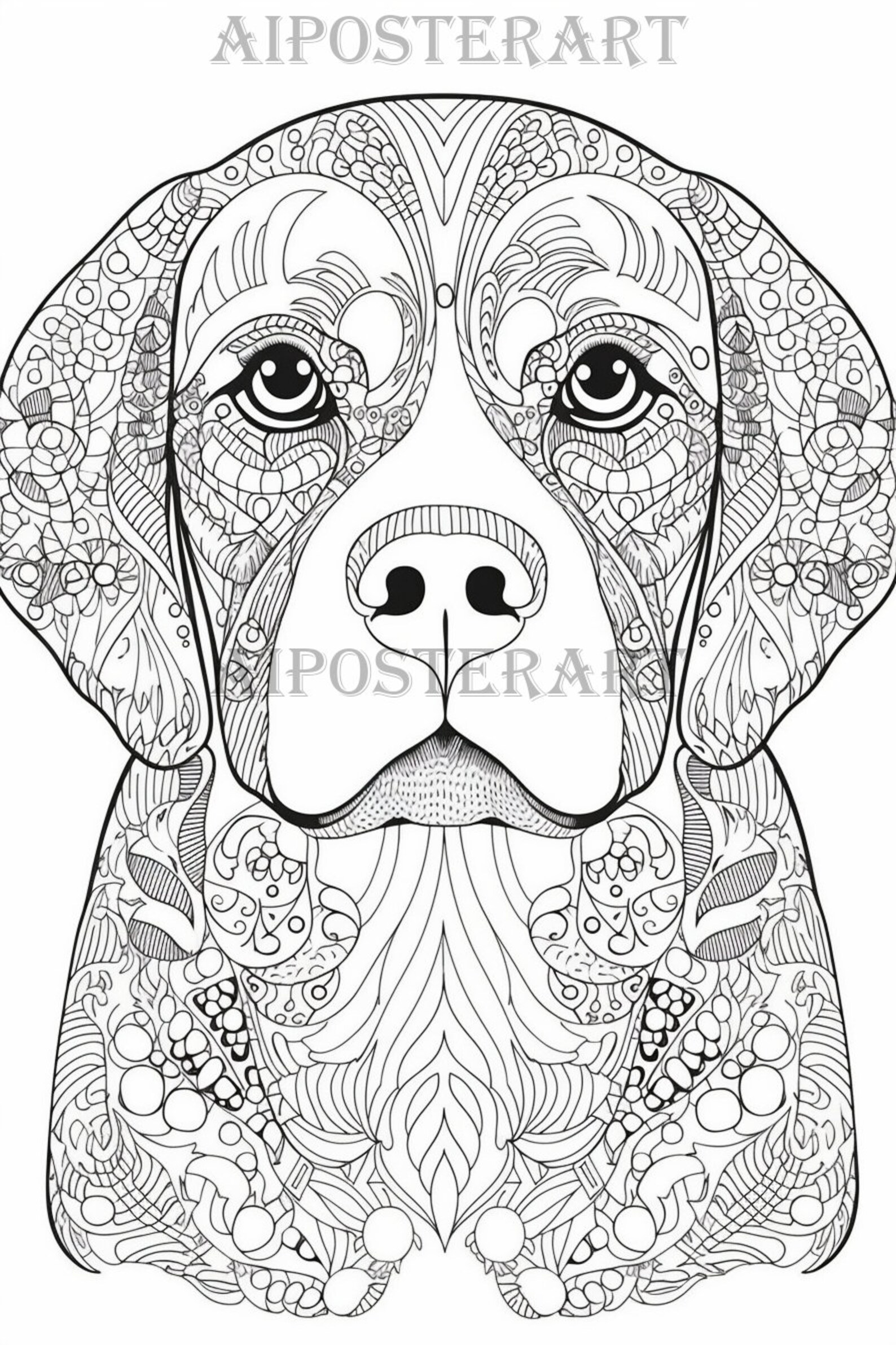Beagle Dog Coloring Sheet for Adults - Printable Dog Coloring Page ...