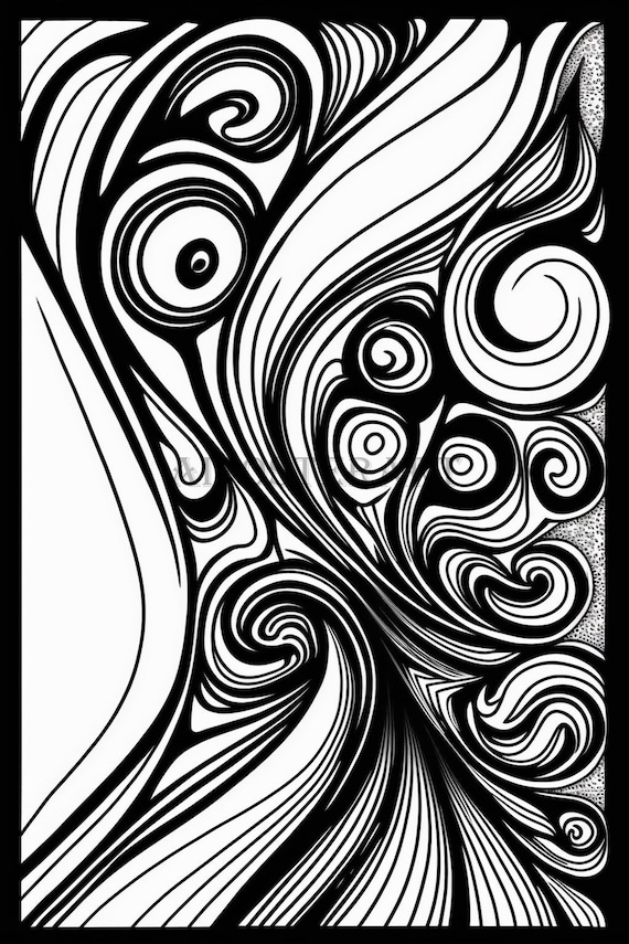 Abstract Swirls Line Drawing