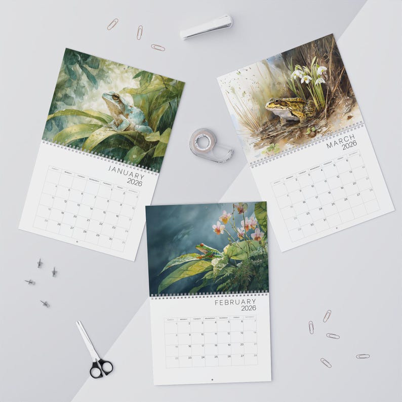 Frogs and Toads in Watercolor 2026 Wall Calendar - Frog Calendar ...