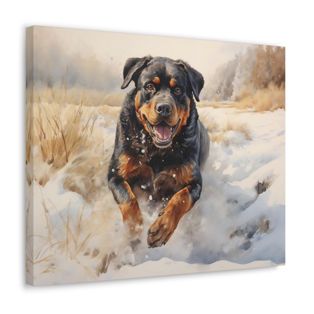 Rottweiler Wall Art - Watercolor Printed on Unframed Canvas - Gift for ...