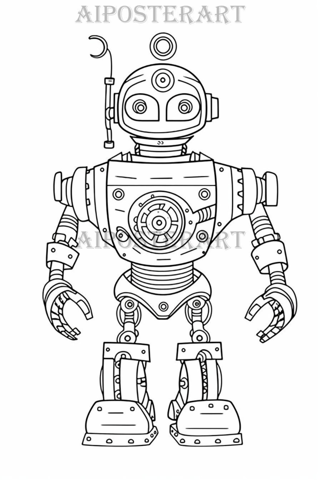 Toy Robot Coloring Page for Kids & Adults Printable Toy Robot Coloring ...