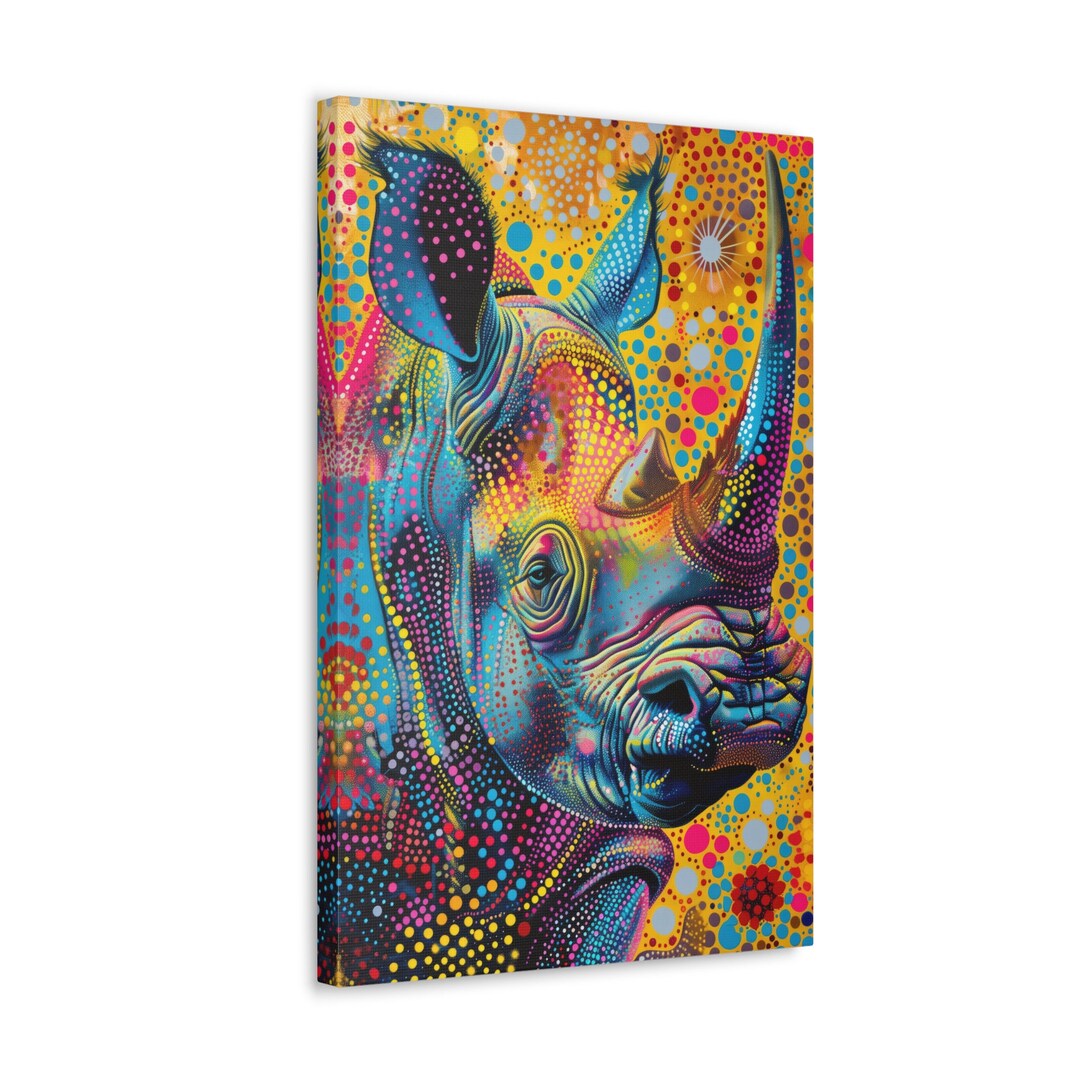 Rhino Wall Art on Printed Canvas - Frameless Wall Art Gift for Nature ...