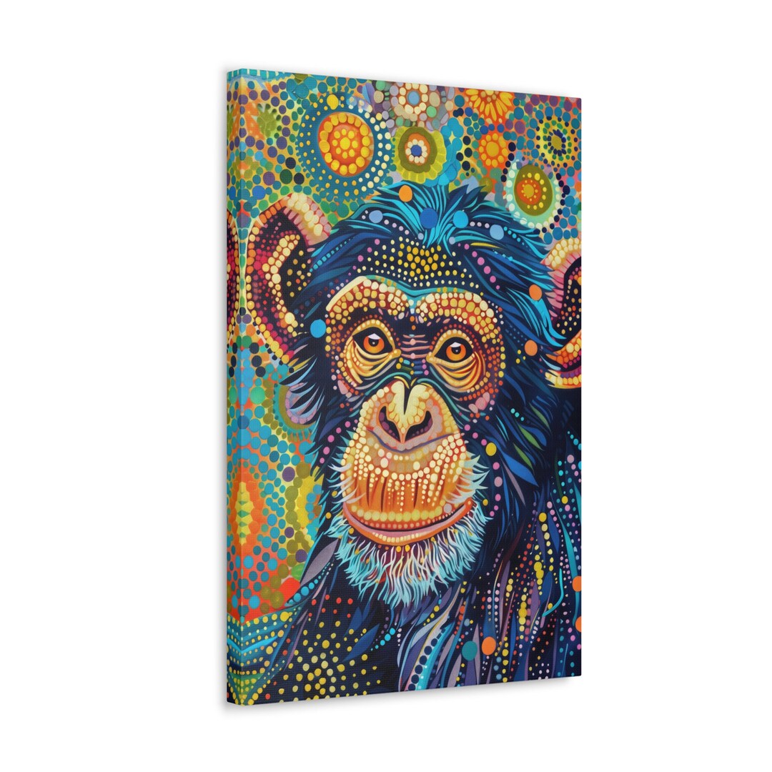 Chimp Wall Art on Printed Canvas - Frameless Wall Art Gift for Nature ...