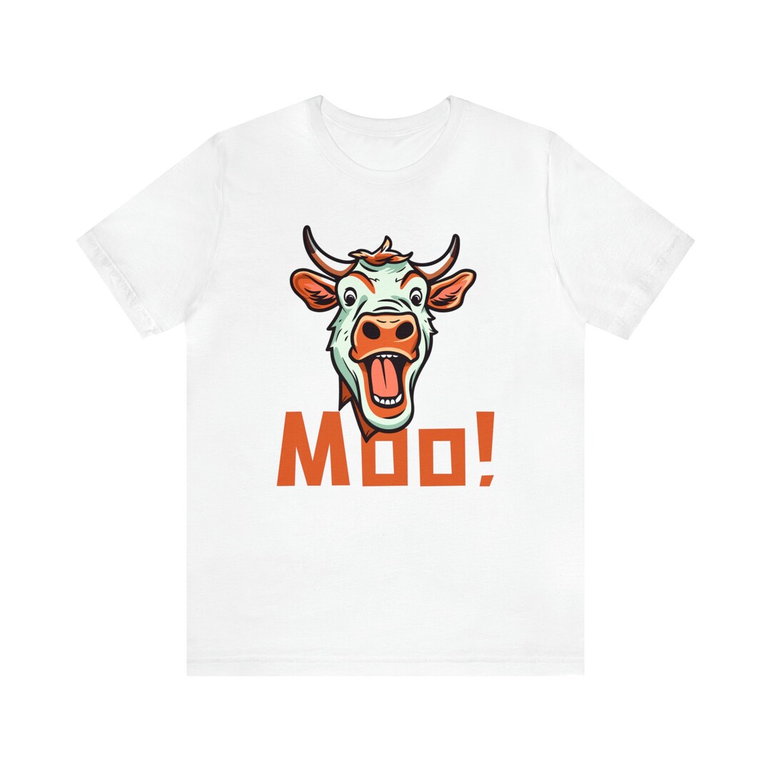 Cow Moo White Tshirt - Shouting Cow Moo Graphic T-shirt - Graphic Tee ...