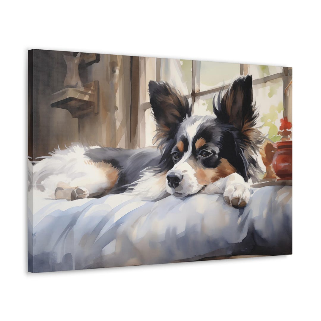 Papillon Watercolor Canvas Print - Wall Art Gift for Papillon Owner ...
