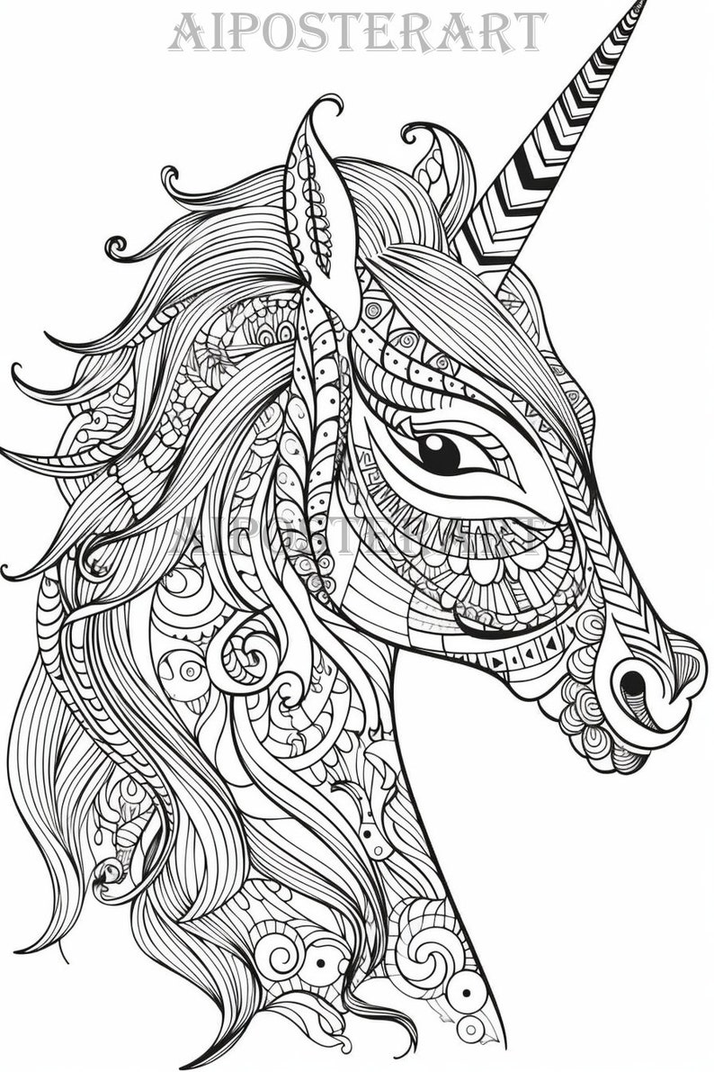 Unicorn Mandala Coloring Page for Adults - Printable Coloring Sheet ...