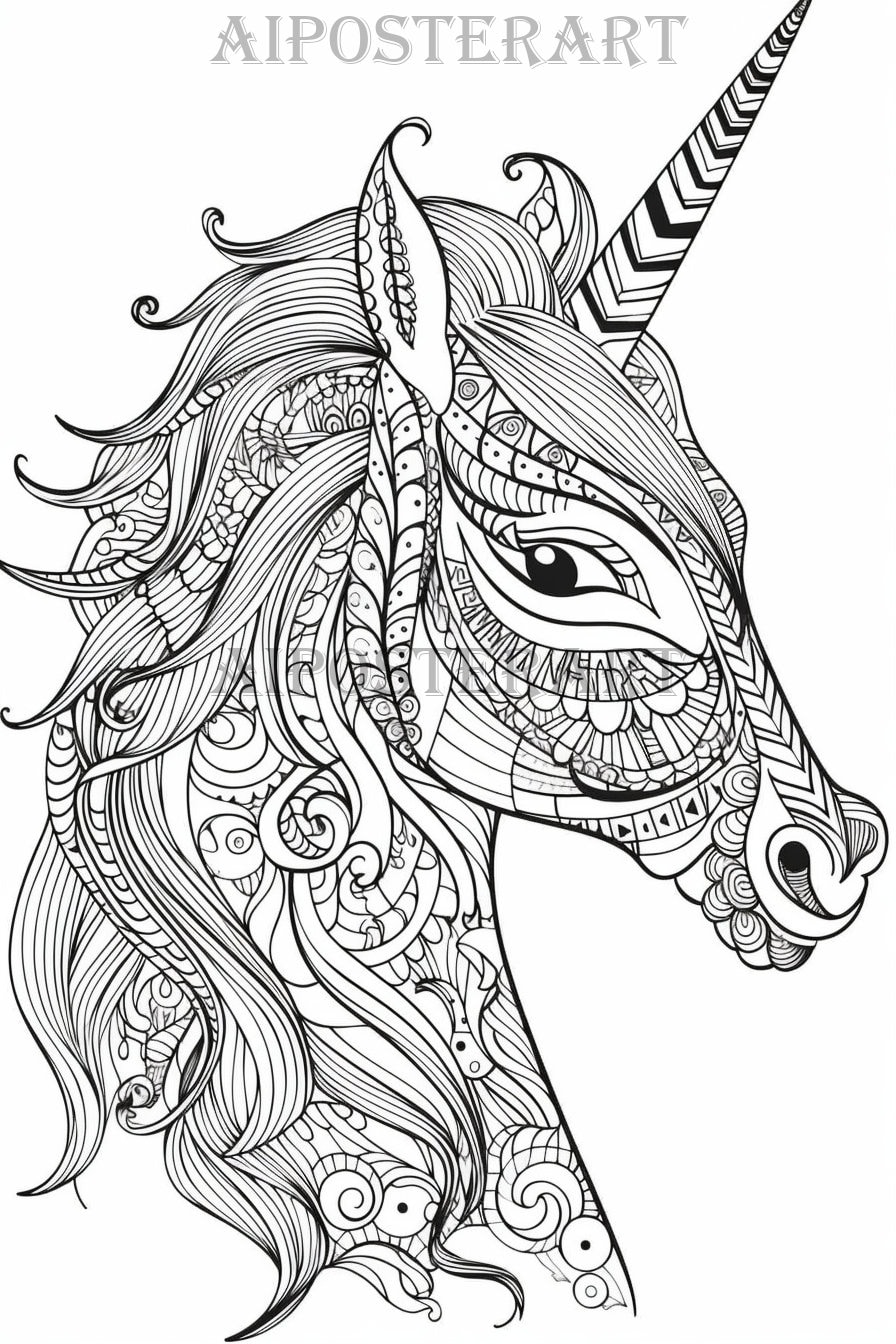 Unicorn Mandala Coloring Page for Adults - Printable Coloring Sheet ...