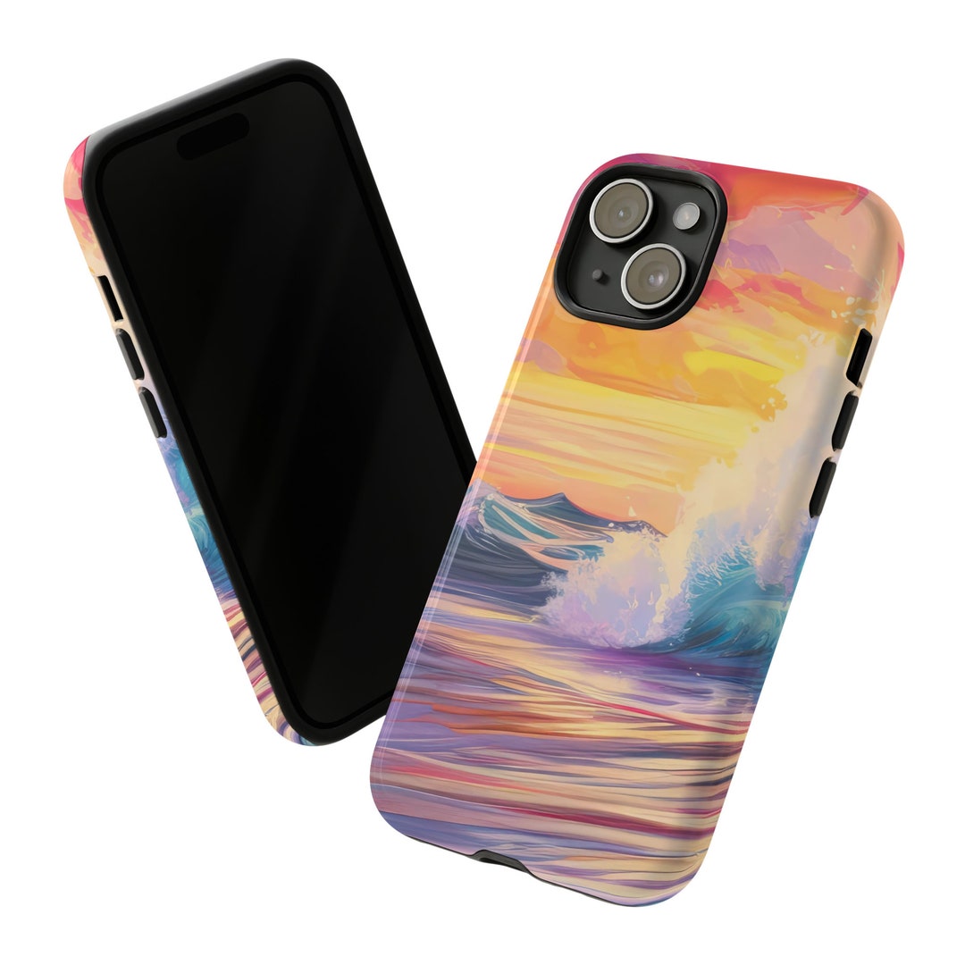 Sunset Waves Phone Case - Double Layer Tough Phone Case for Iphone ...
