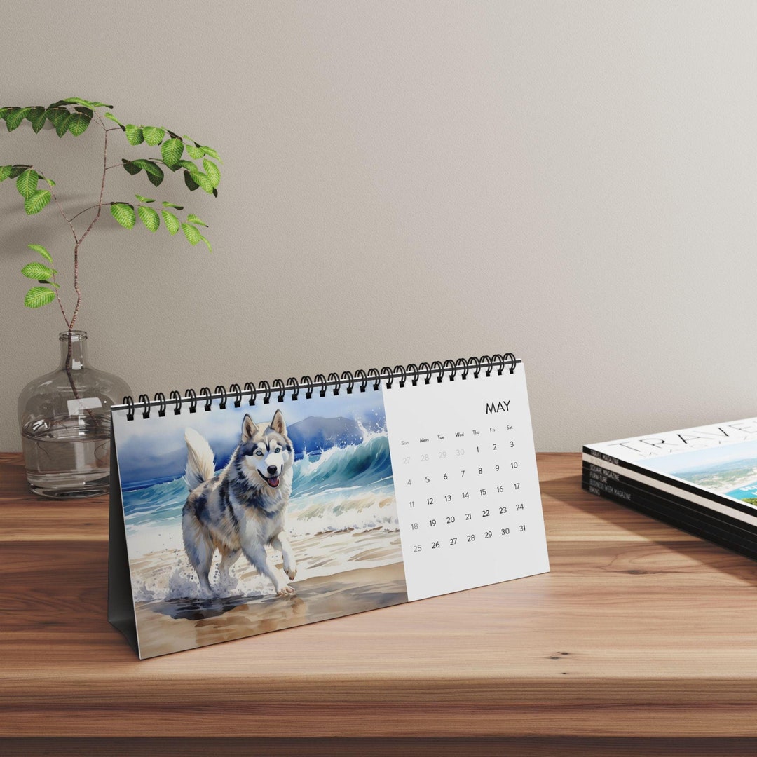 Siberian Huskies Desk Calendar 2025 - Gift for Huskie Owner, 12 ...