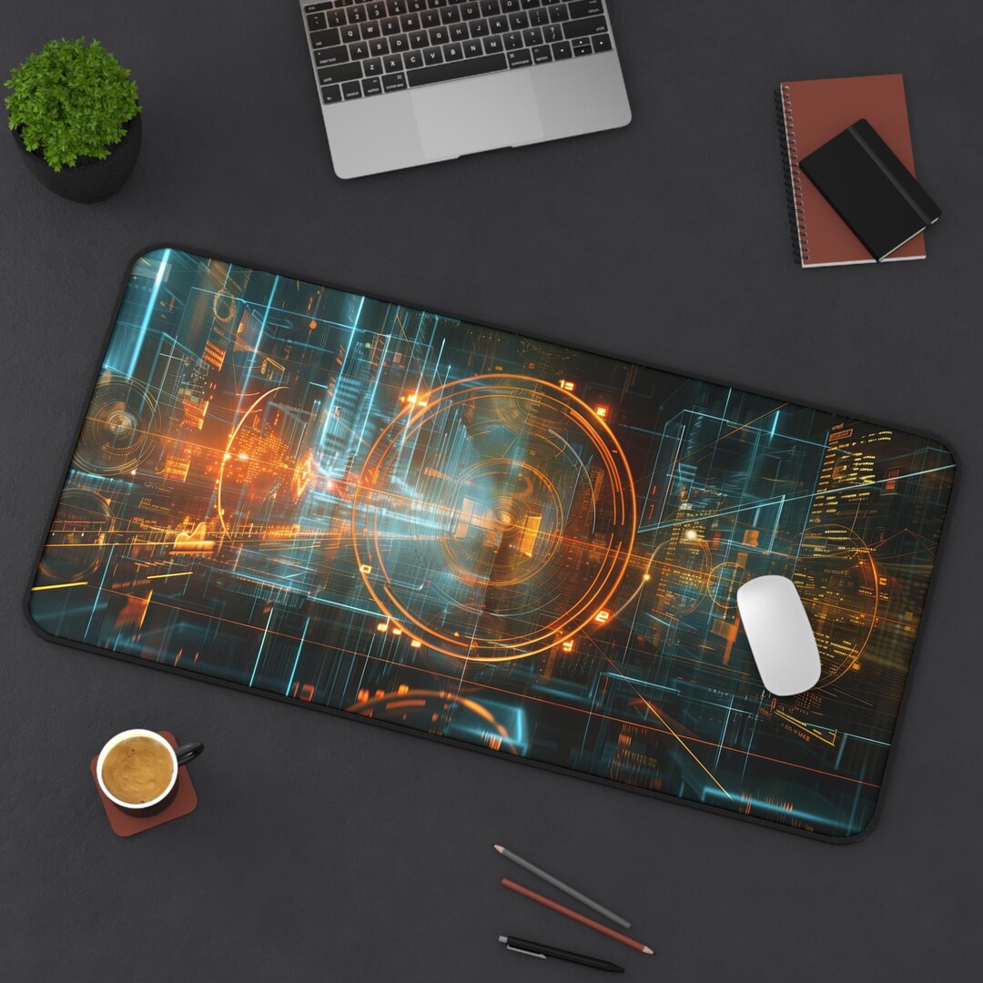 Futuristic Extra Large Desk Mat - Crafted From 3mm Neoprene With a Non ...