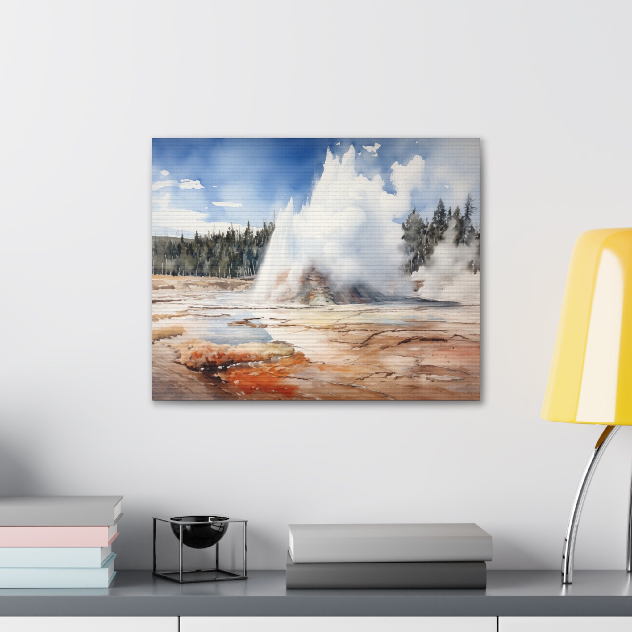 Yellowstone Watercolor Printed on Canvas Frameless Wall Art Gift for ...