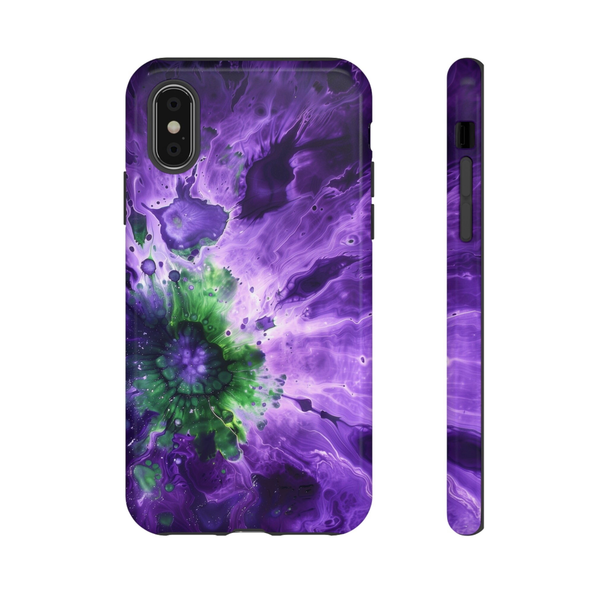 Green and Purple Nebula Phone Case Double Layer Tough Phone Case for ...