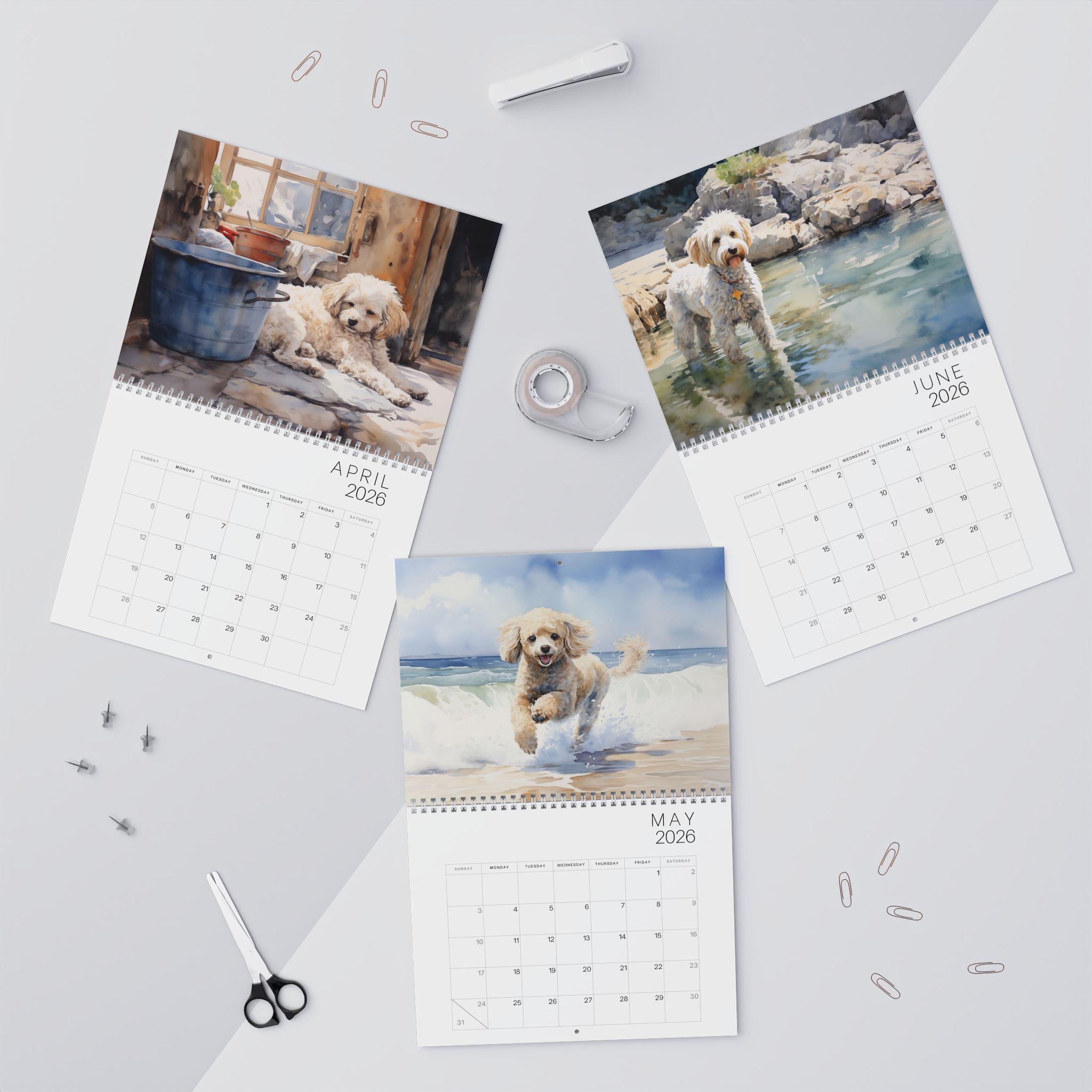 2026 Poodle Wall Calendar - Dog Calendar Featuring 12 Watercolors of ...