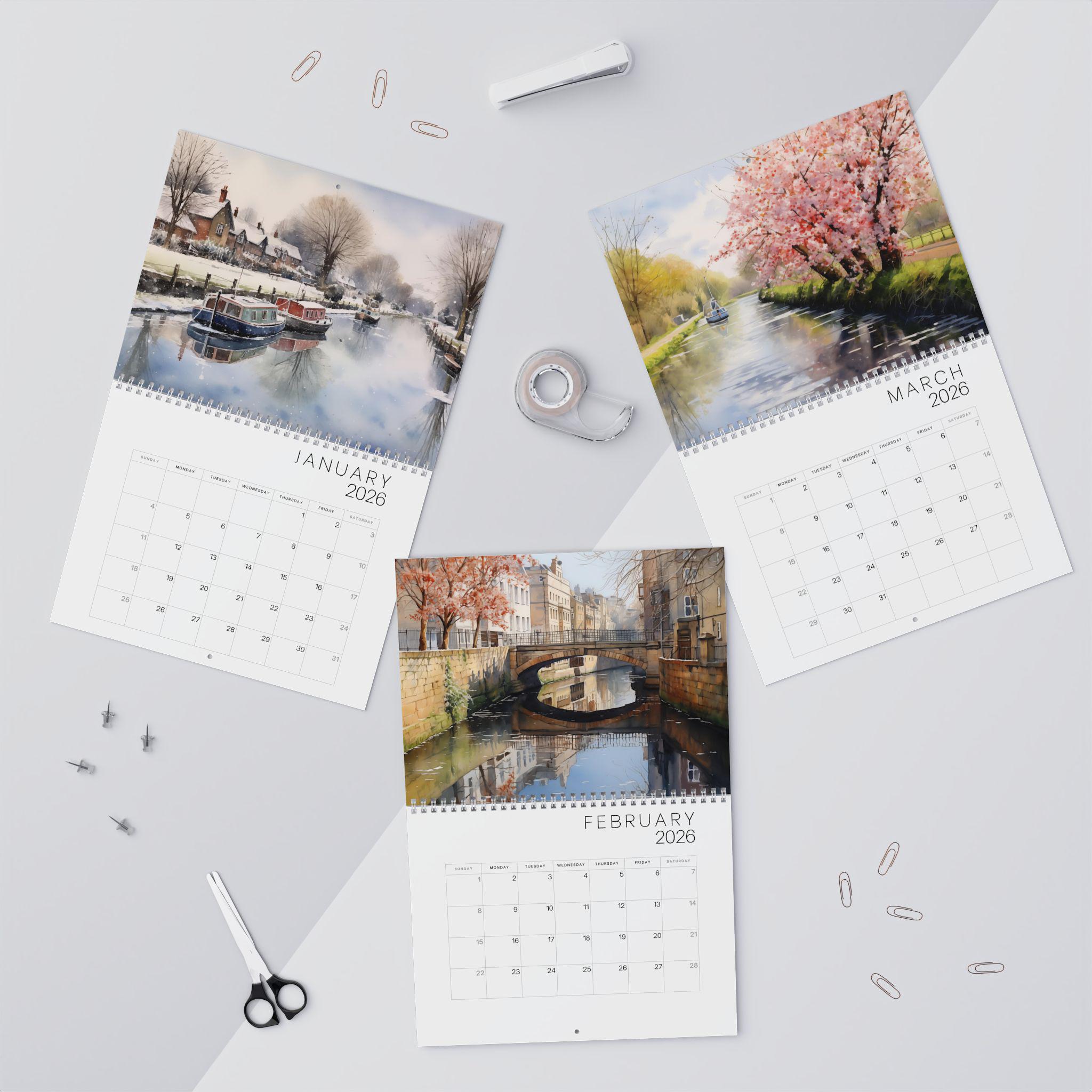 2026 Narrowboat Wall Calendar Featuring 12 Canal Watercolors - Etsy