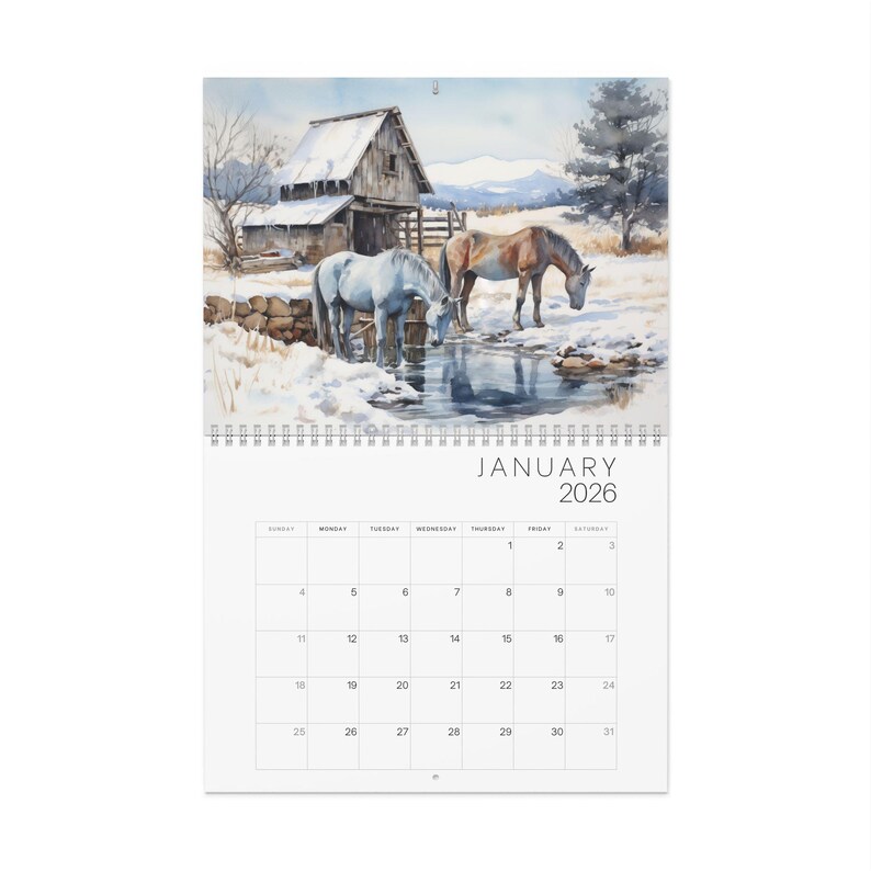 2026 Horse Wall Calendar - Wall Calendar Featuring 12 Watercolors of ...