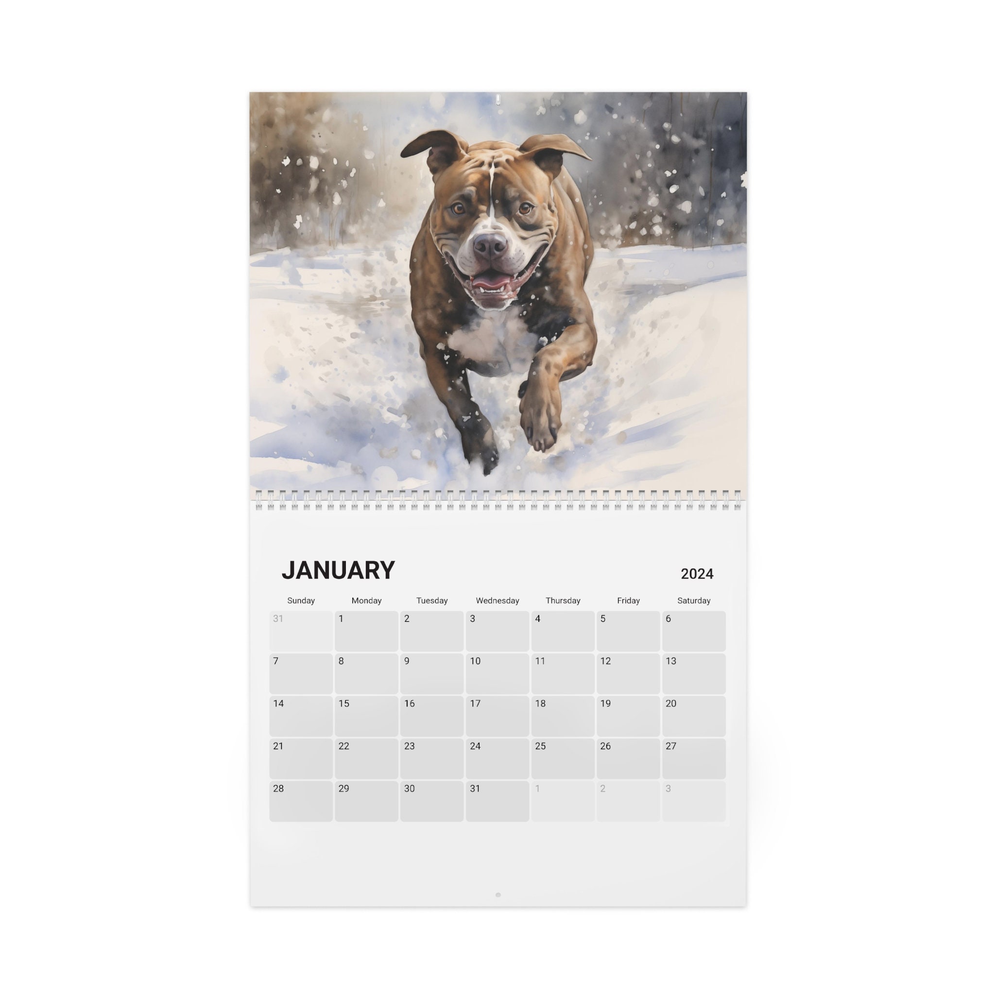 Pitbull Wall Calendar 2024 Gift for Pitbull Owner, 12 Beautiful ...