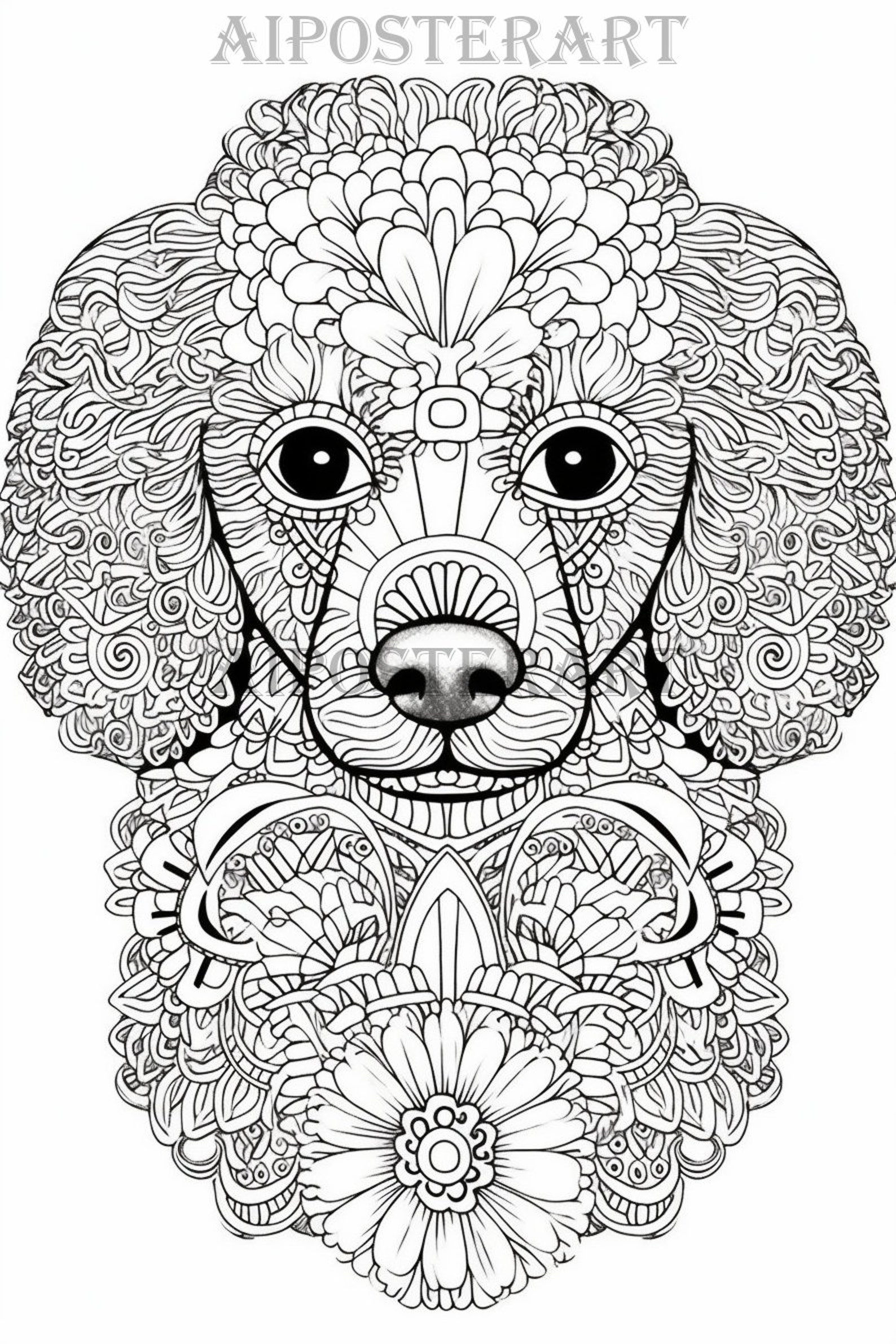 Mandala Poodle Coloring Sheet for Adults Printable Dog Coloring Page ...