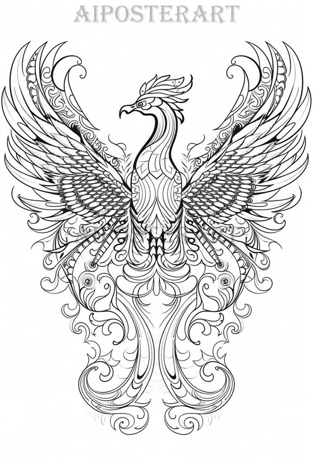 Phoenix Mandala Coloring Page for Adults Printable Coloring Sheet ...