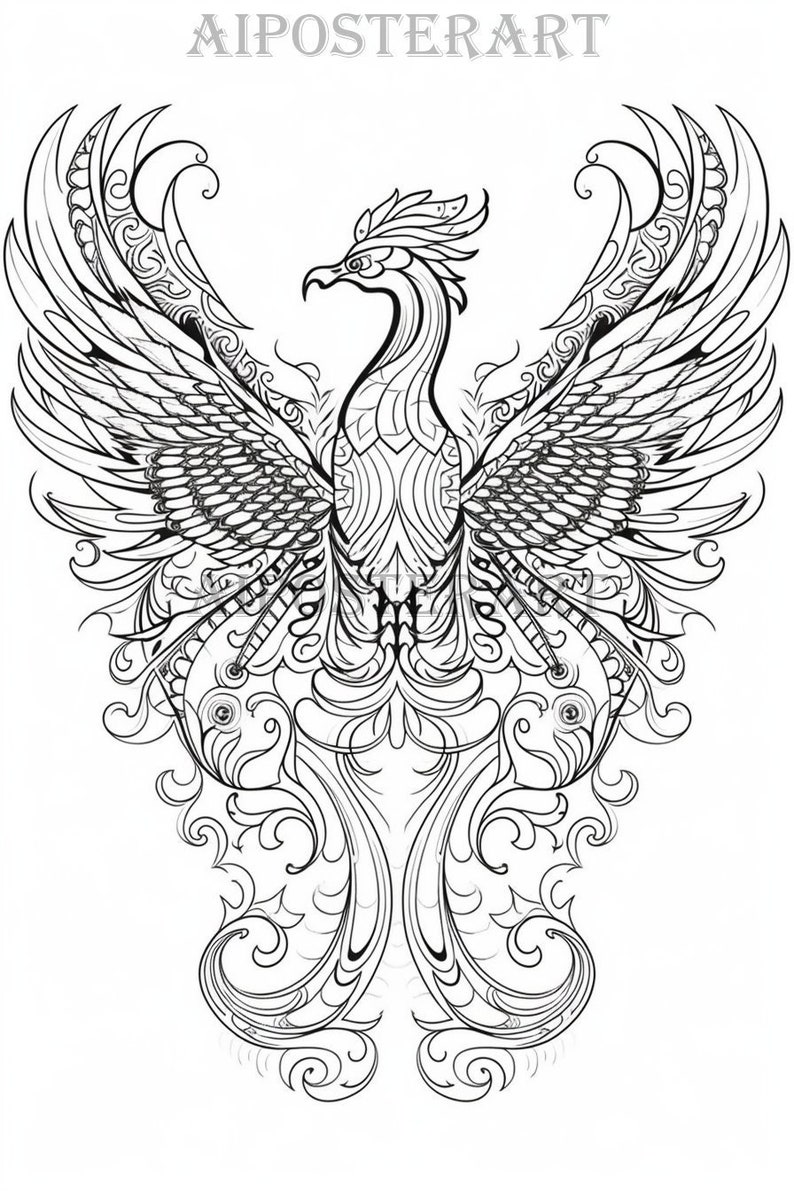 Phoenix Mandala Coloring Page for Adults Printable Coloring Sheet ...