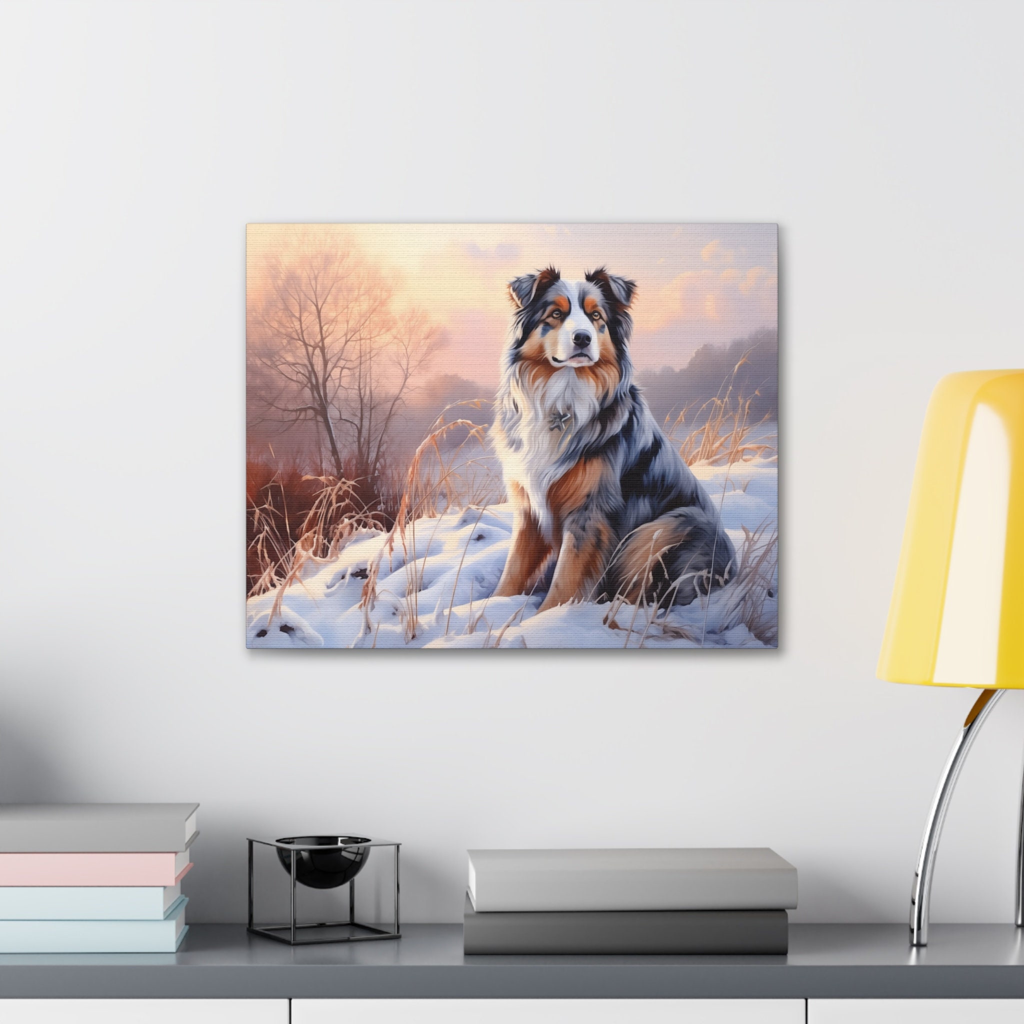 Australian Shepherd Wall Art Watercolor Printed on Unframed Canvas Gift ...