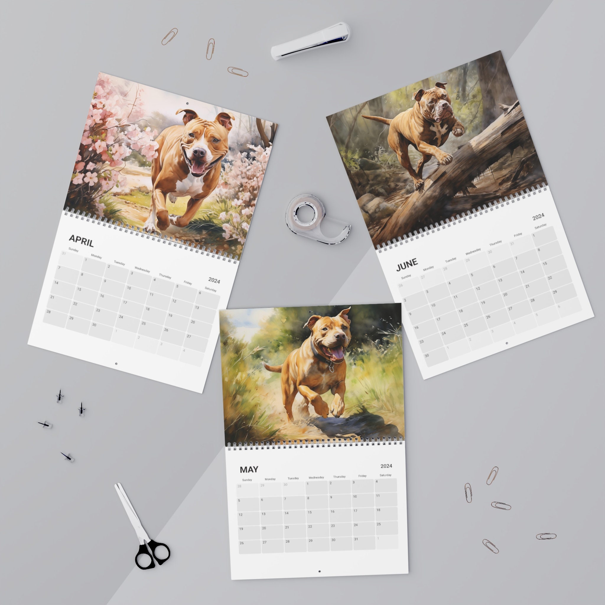 Pitbull Wall Calendar 2024 Gift for Pitbull Owner, 12 Beautiful ...