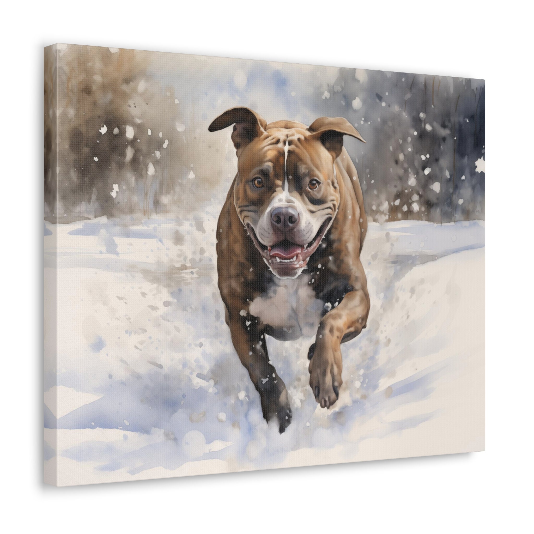 Pitbull Wall Art - Watercolor Printed on Unframed Canvas - Gift for ...