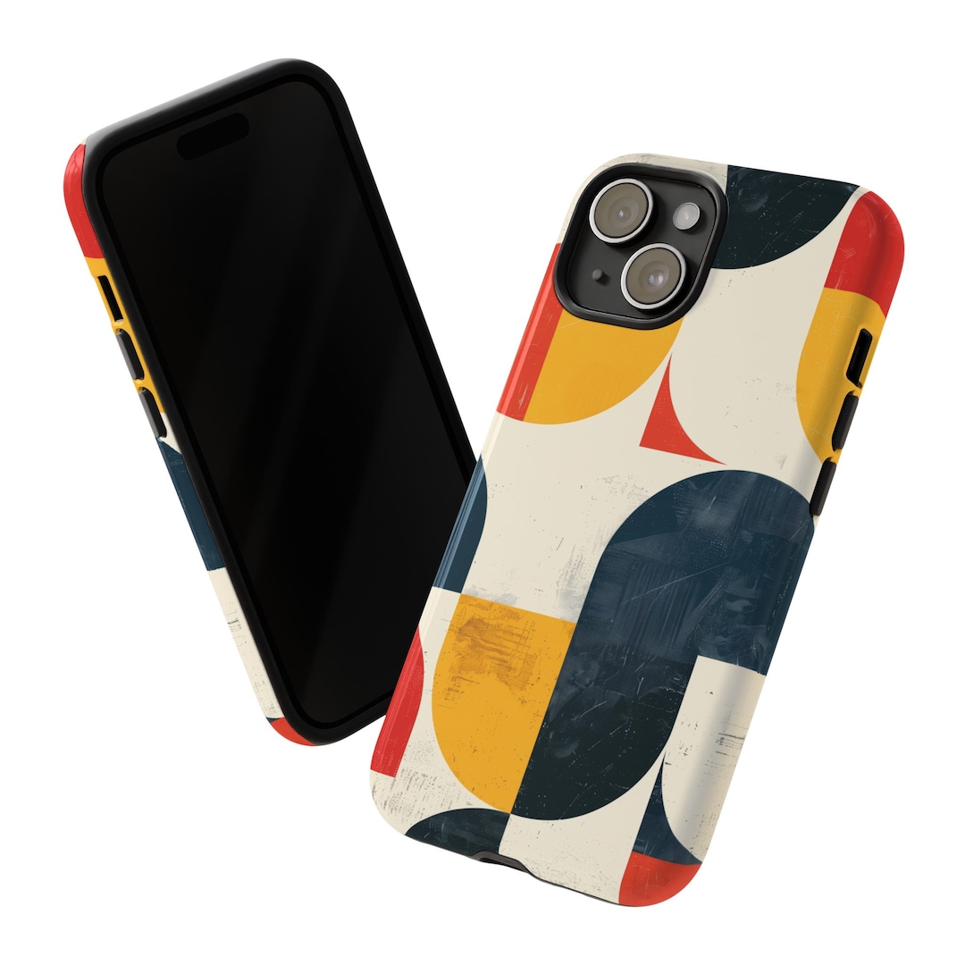 Abstract Semicircles in Bauhaus Colors Phone Case - Double Layer Tough ...
