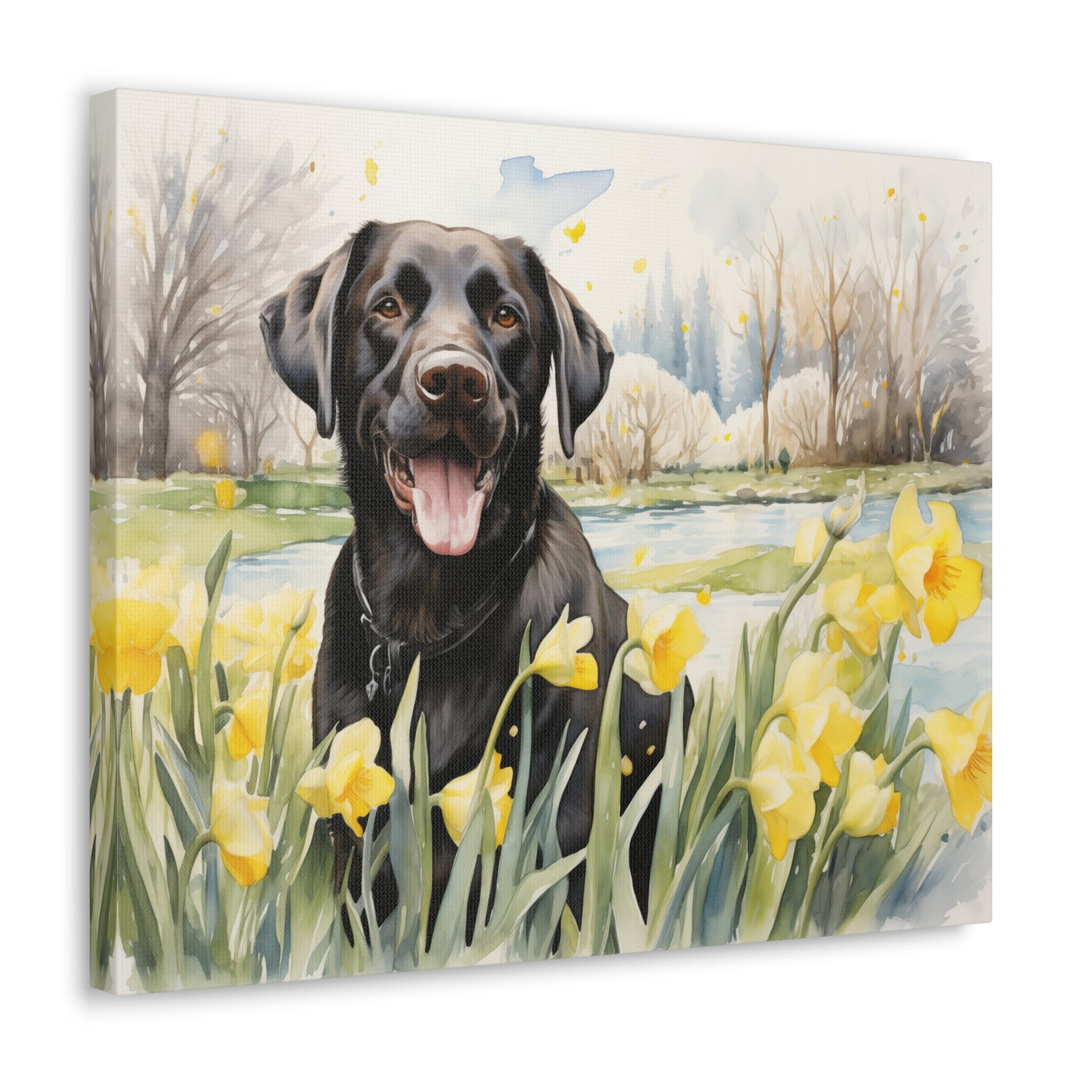 Black Labrador Watercolor Printed on Canvas Unframed Wall Art Gift for ...