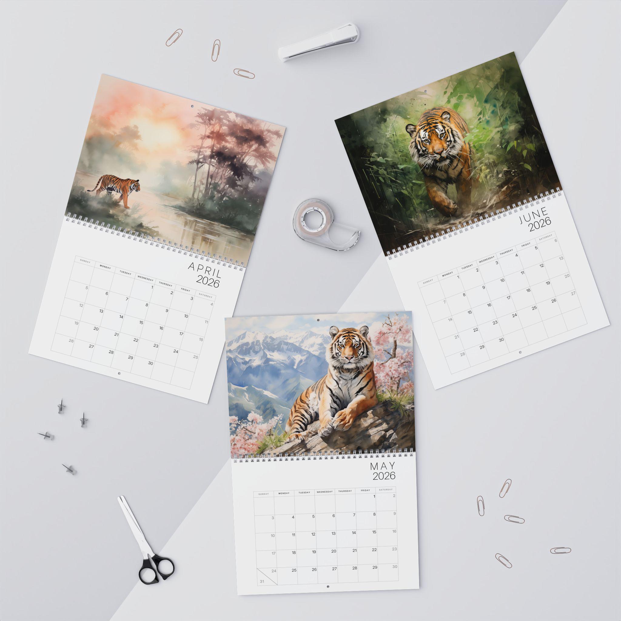 Tiger 2026 Wall Calendar - Hanging Wall Calendar Featuring 12 ...
