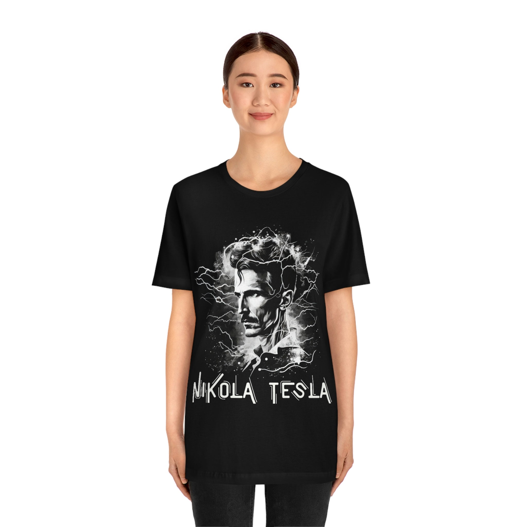 Nikola Tesla T-shirt Ideal Gift for Physics Geek, Black Tee Showing ...