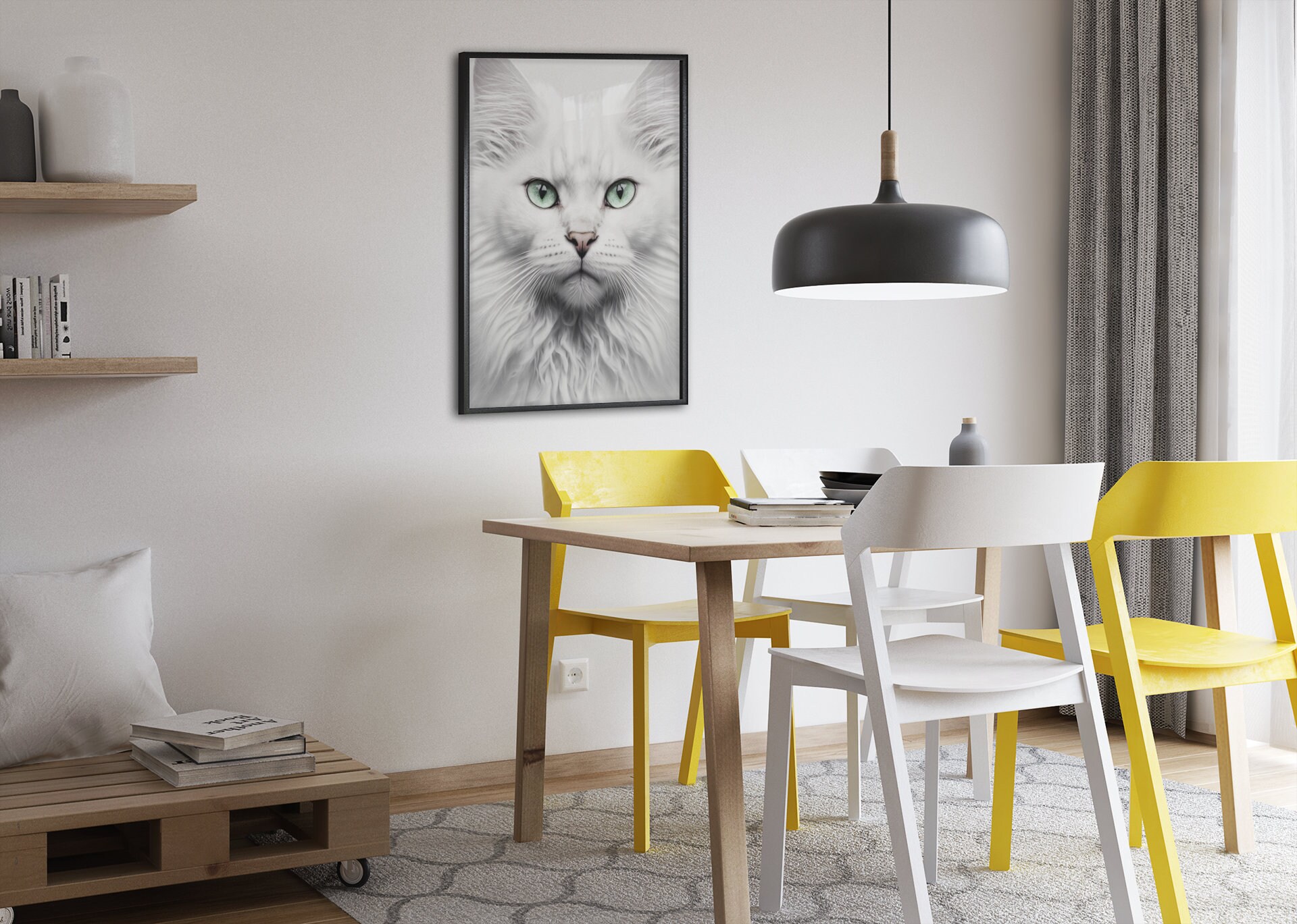 White Cat Poster Printable Digital File High Resolution 4096 X 6144 ...